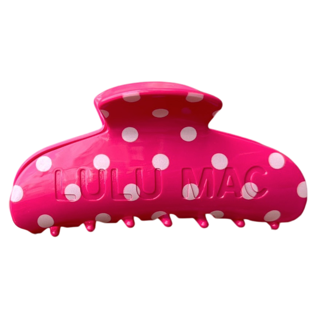 LULU MAC HAIR CLIPS LM-HR-1001-Hot Pink/White Dot – girliegirloriginals