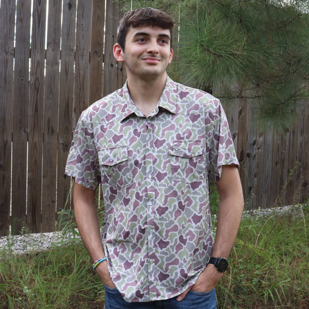 SL-1259 Southern Limit Button Down Light Camo – girliegirloriginals