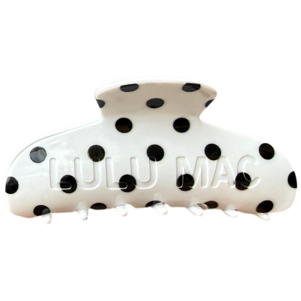 LULU MAC HAIR CLIPS LM-HR-1001- White/Black Dot – girliegirloriginals