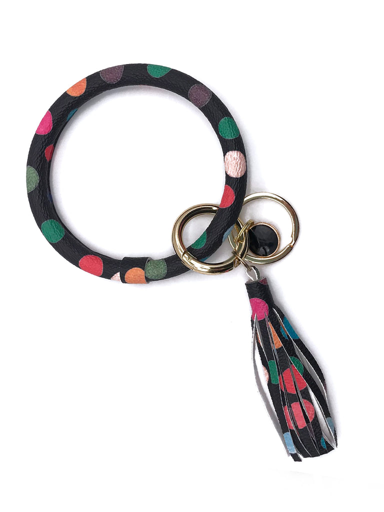 KC-8845 Black Multi Dot Wristlet Key Chain – girliegirloriginals